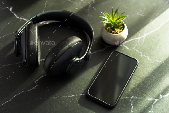Headphones and mobile phone Stock Photo by bestproject | PhotoDune
