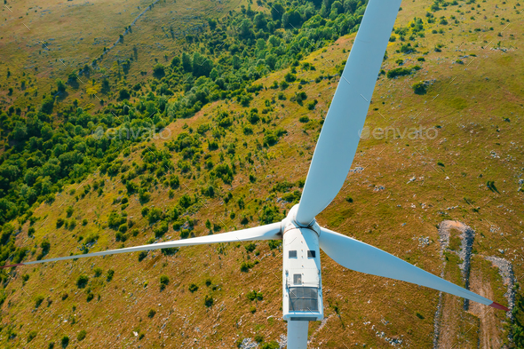 Wind turbine with large propeller generates electricity Stock Photo by ...