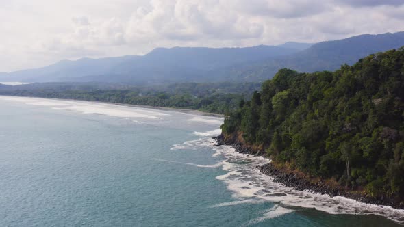 Aerial Drone View of Rainforest and Ocean on the Pacific Coast in Costa ...