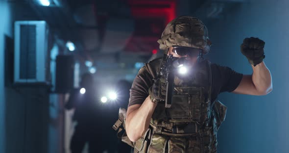 Male Commander with Gun Giving Orders To SWAT Team, Stock Footage ...