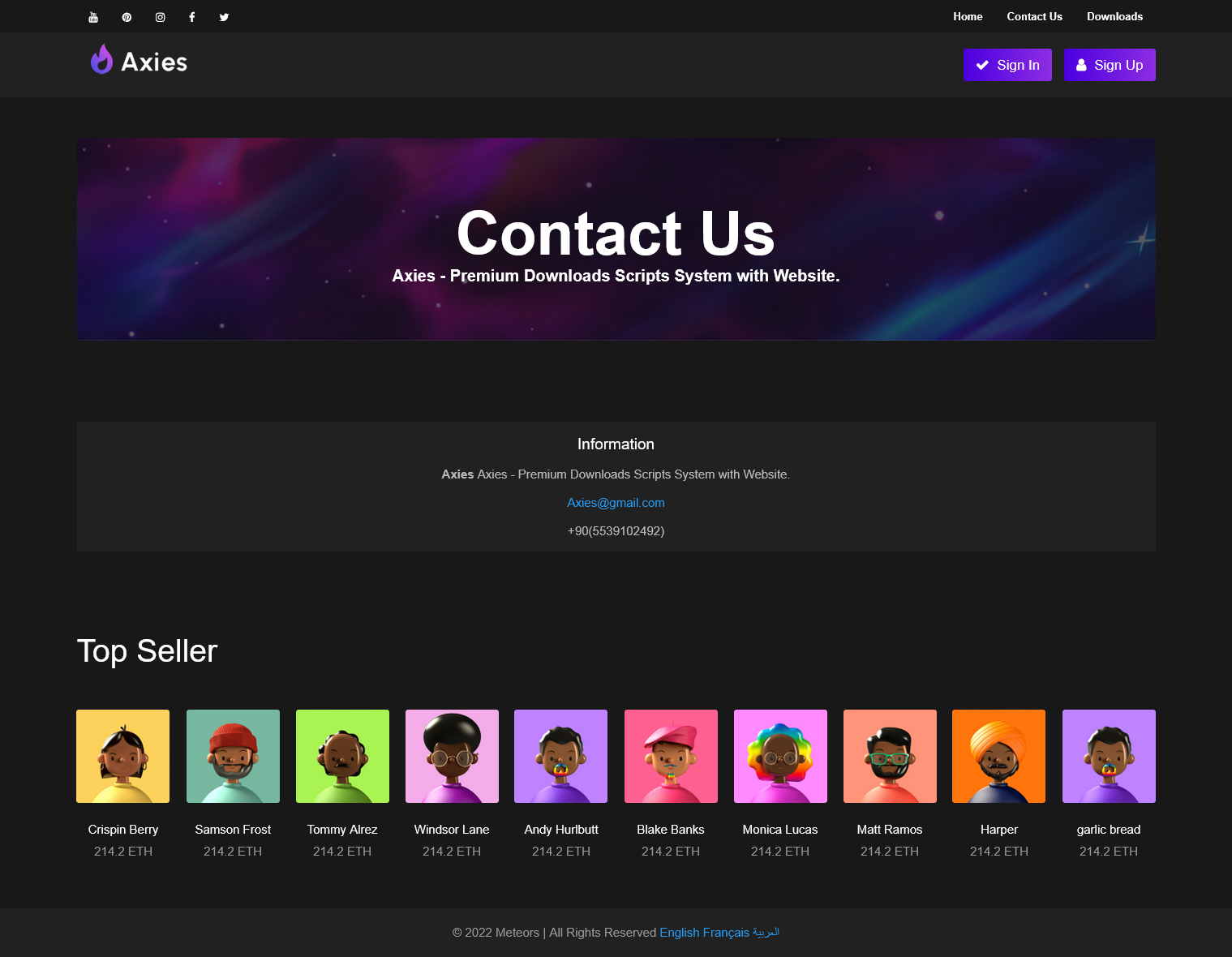 Axies - Premium Downloads Scripts System with Website. by Meteros ...