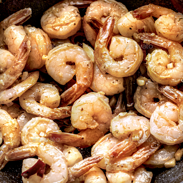 Gambas al ajillo prawn-based dish close up photography Stock Photo by ...