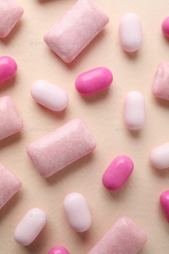 Concept of chewing or bubble gum, close up Stock Photo by AtlasComposer