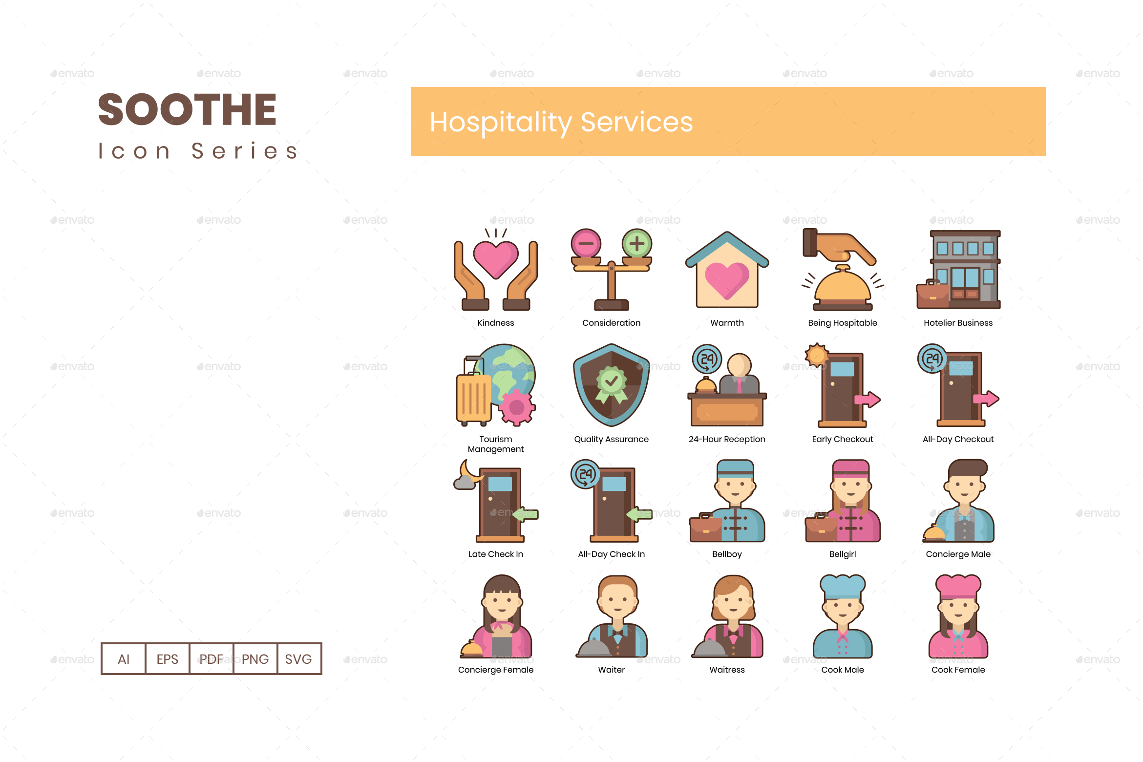 90 Hospitality Services Icons | Soothe Series, Icons | GraphicRiver