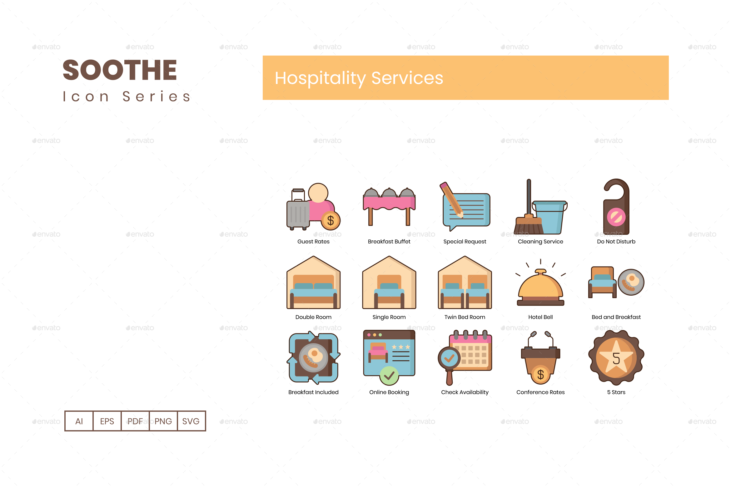 90 Hospitality Services Icons | Soothe Series, Icons | GraphicRiver