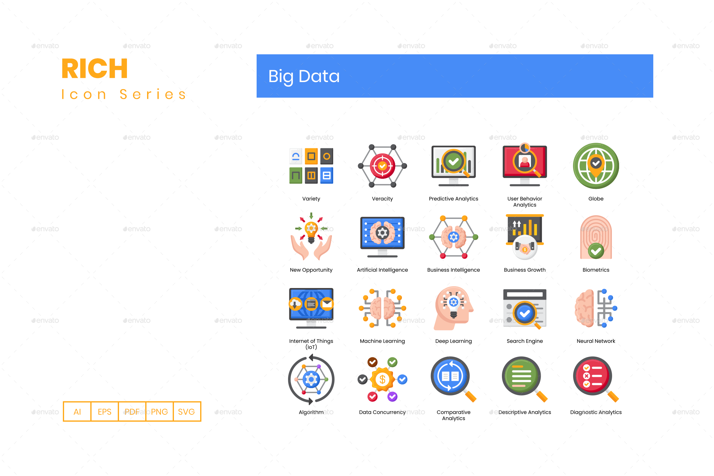 75 Big Data Icons | Rich Series, Icons | GraphicRiver