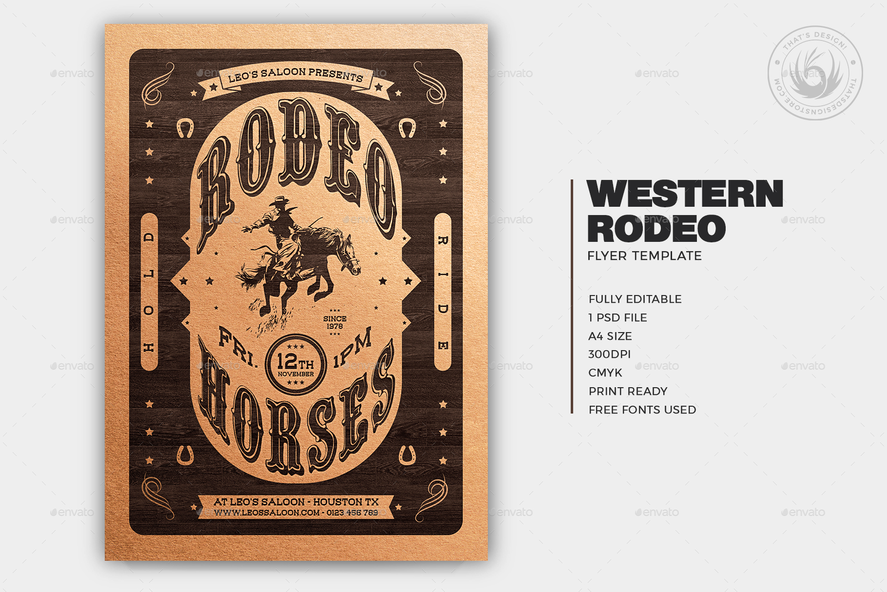 Western Rodeo Flyer Template V3, Print Templates | GraphicRiver