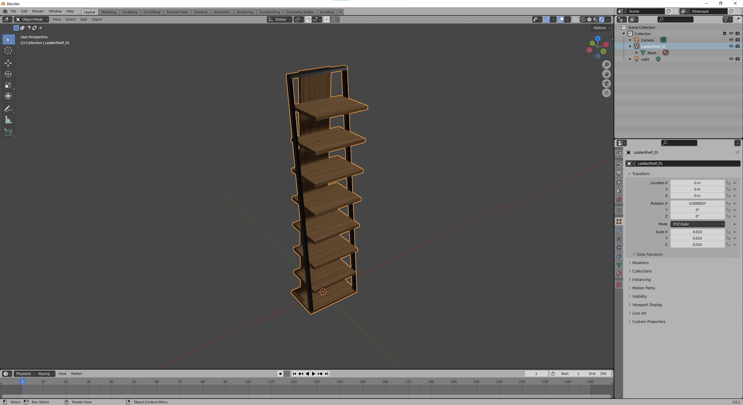Ladder Wooden Shelf by daviddanji | 3DOcean