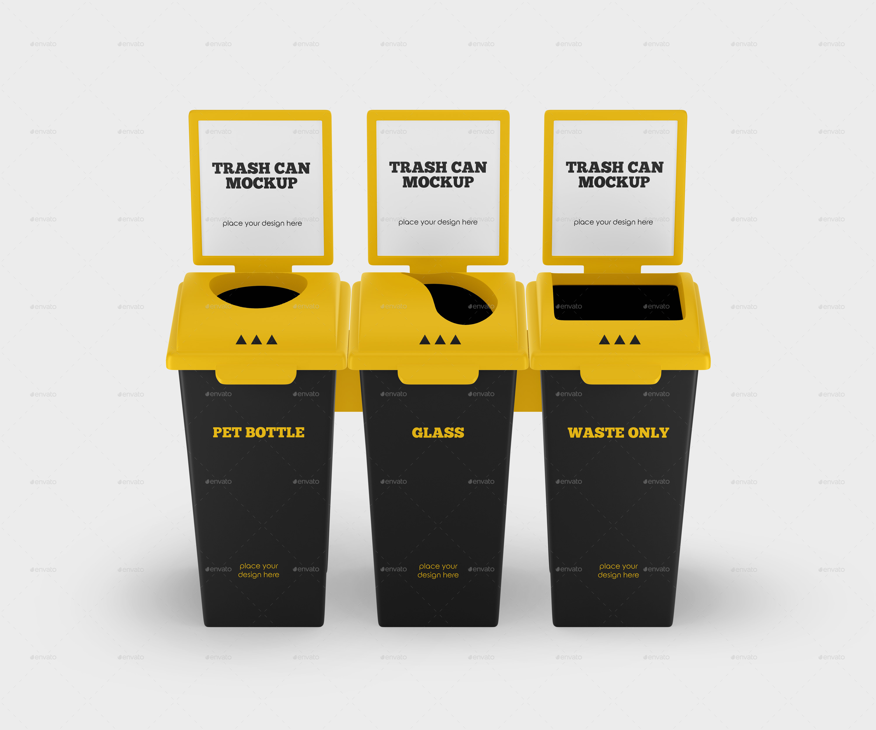 Plastic Trash Can Mockup Set, Graphics | GraphicRiver