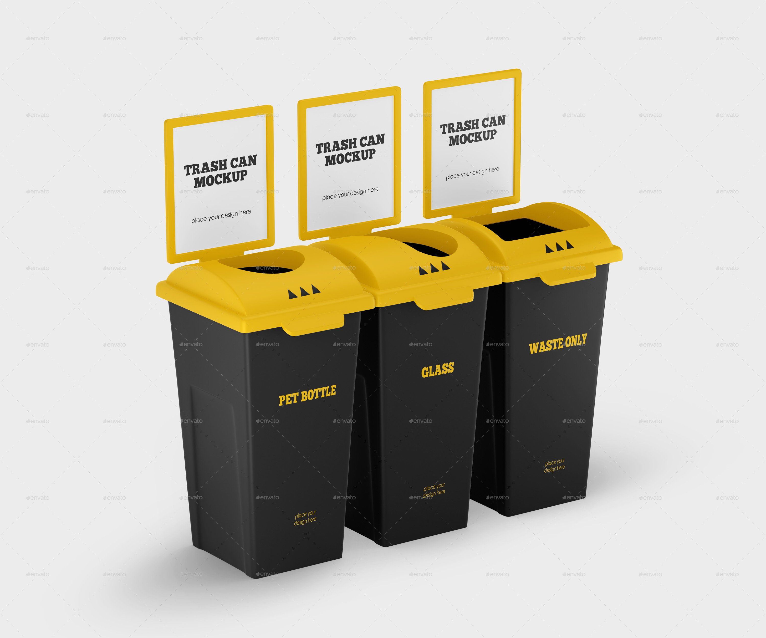Plastic Trash Can Mockup Set, Graphics | GraphicRiver