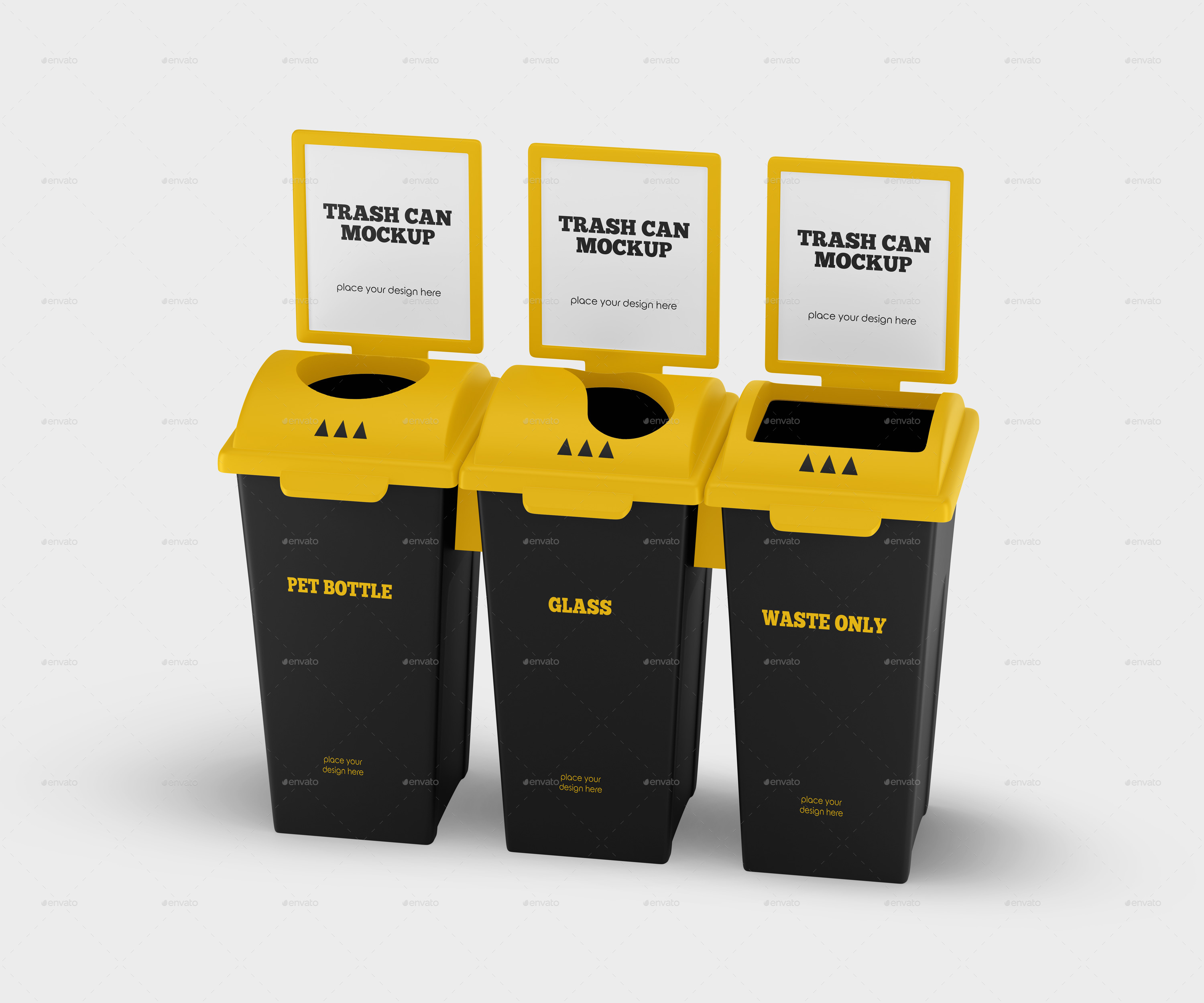 Plastic Trash Can Mockup Set, Graphics | GraphicRiver