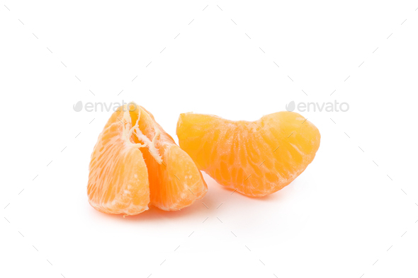 Mandarin slices isolated on white background, close up Stock Photo by ...