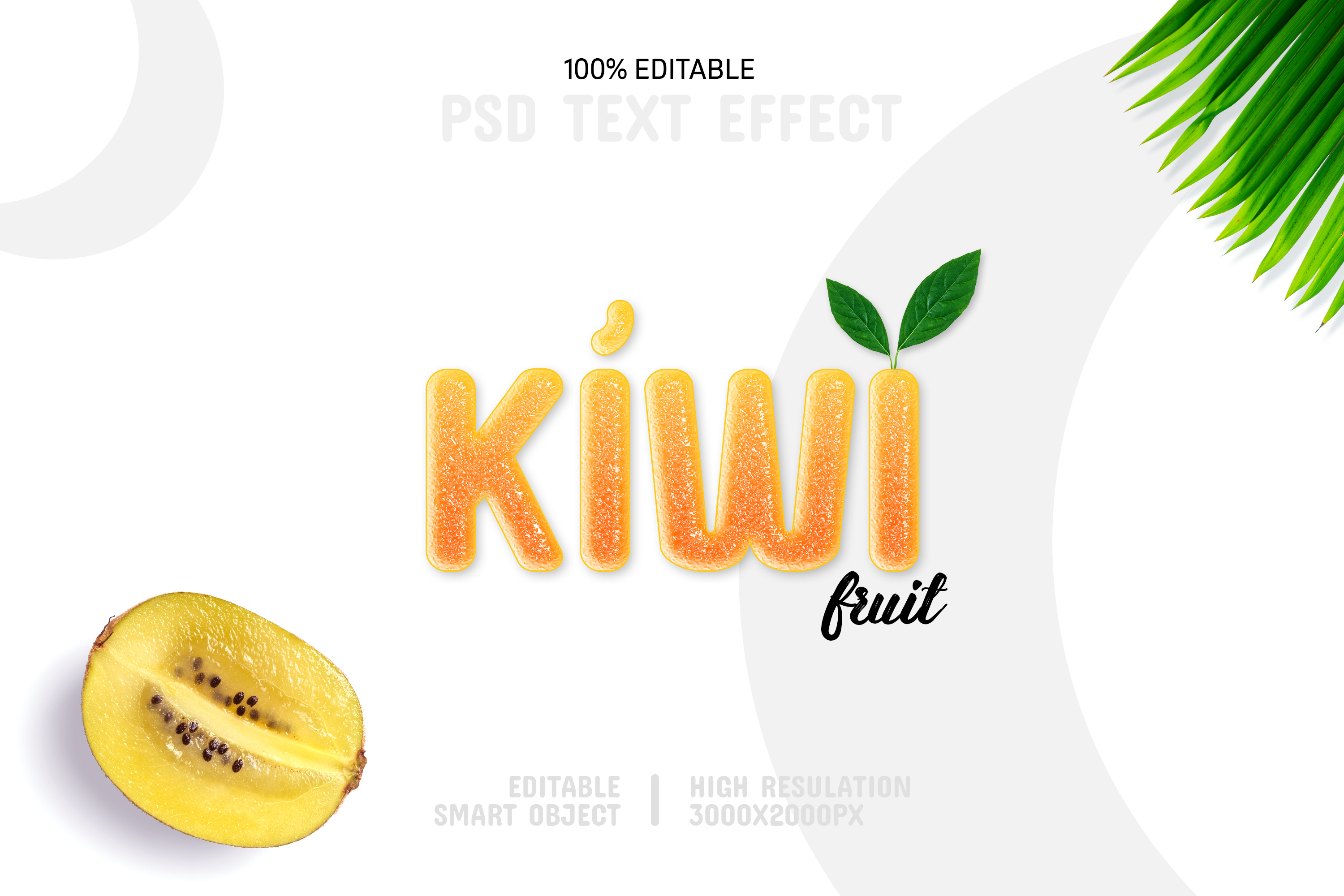 Editable Golden Kiwi PSD Text Effect Template, Add-ons | GraphicRiver