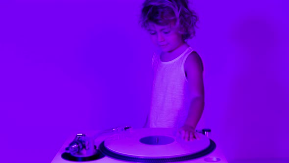 Small Girl DJ with Turntables, Stock Footage | VideoHive