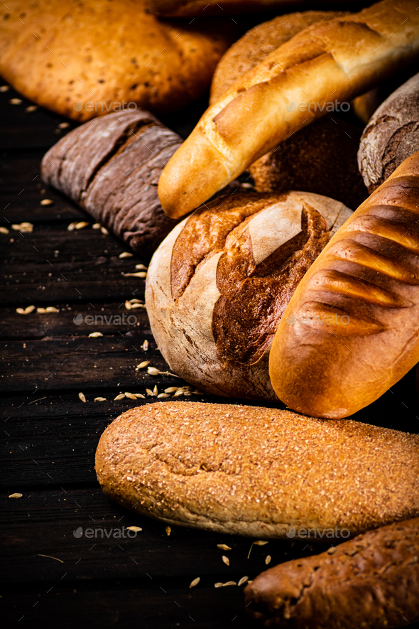 Different types of freshly baked bread. Stock Photo by Artem_ka2 ...