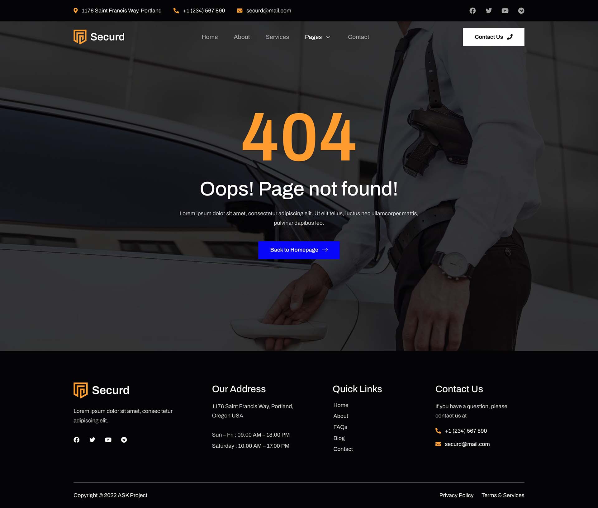 Securd - Security Agency & Bodyguard Elementor Template Kit by askproject