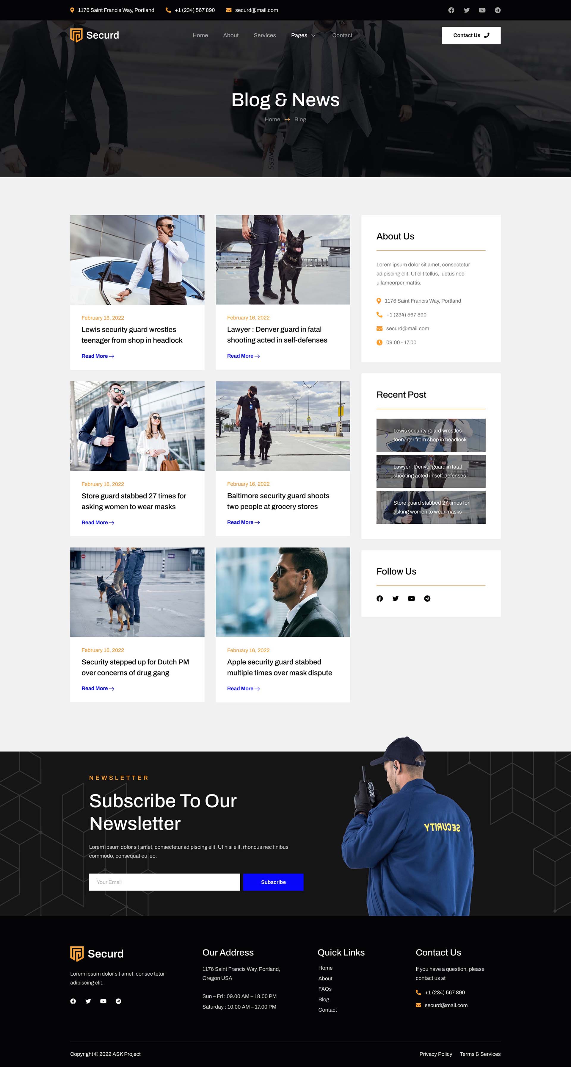 Securd - Security Agency & Bodyguard Elementor Template Kit by askproject