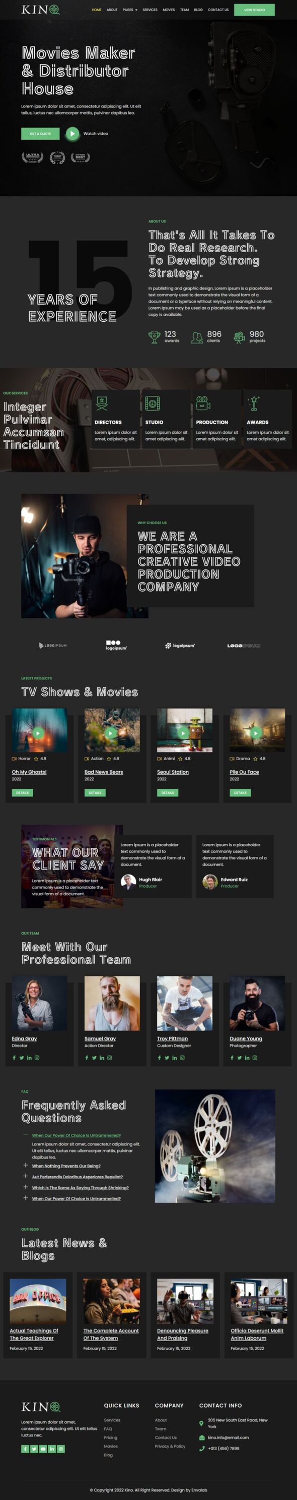Kino - Film Maker & Movie Studio Elementor Template Kit by envalab