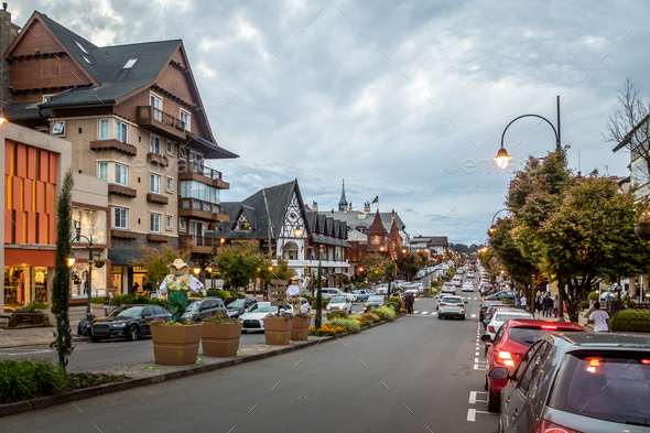 Street and architecture of Gramado city - Gramado, Rio Grande do Sul ...