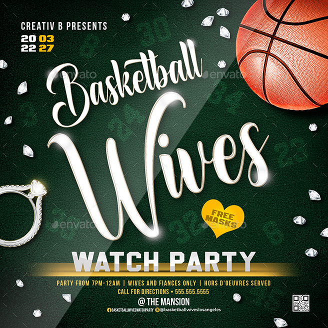 Basketball Wives Watch Party Flyer Template, Print Templates | GraphicRiver