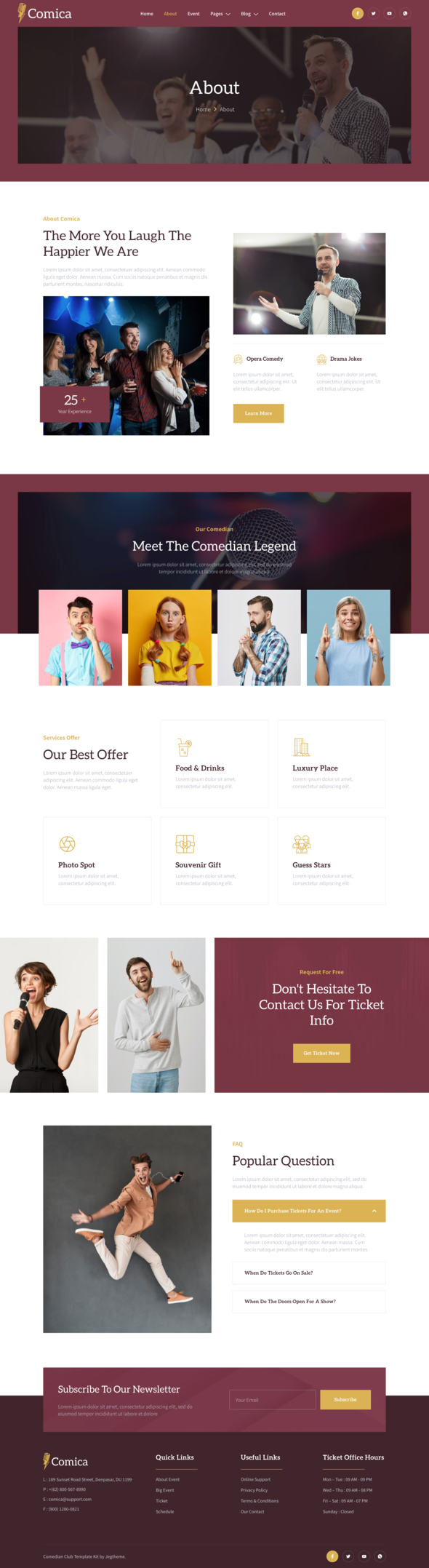 Comica – Stand-Up Comic & Comedy Club Elementor Template Kit by jegtheme