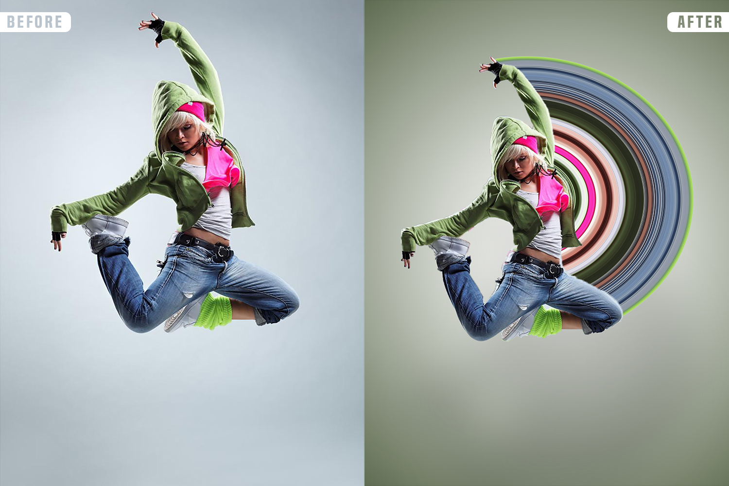 Circular Backdrop Photoshop Action, Add-ons | GraphicRiver