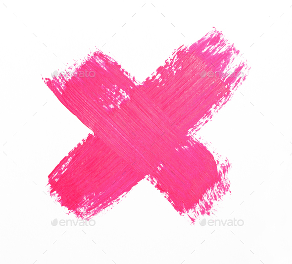neon pink paint cross isolated on white background Stock Photo by schum45
