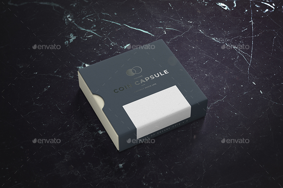Square Coin Capsule Mock-Up V.2, Graphics | GraphicRiver