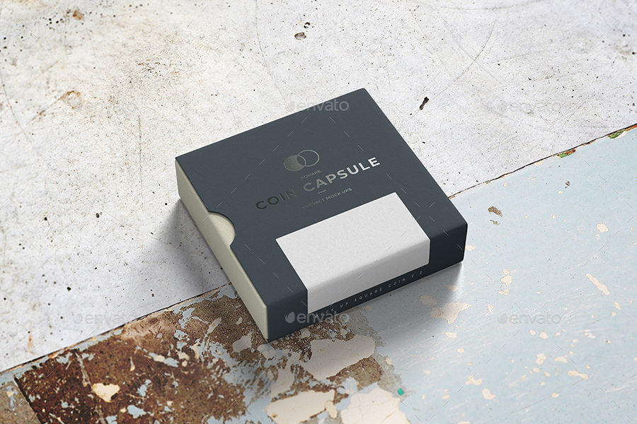 Square Coin Capsule Mock-Up V.2, Graphics | GraphicRiver