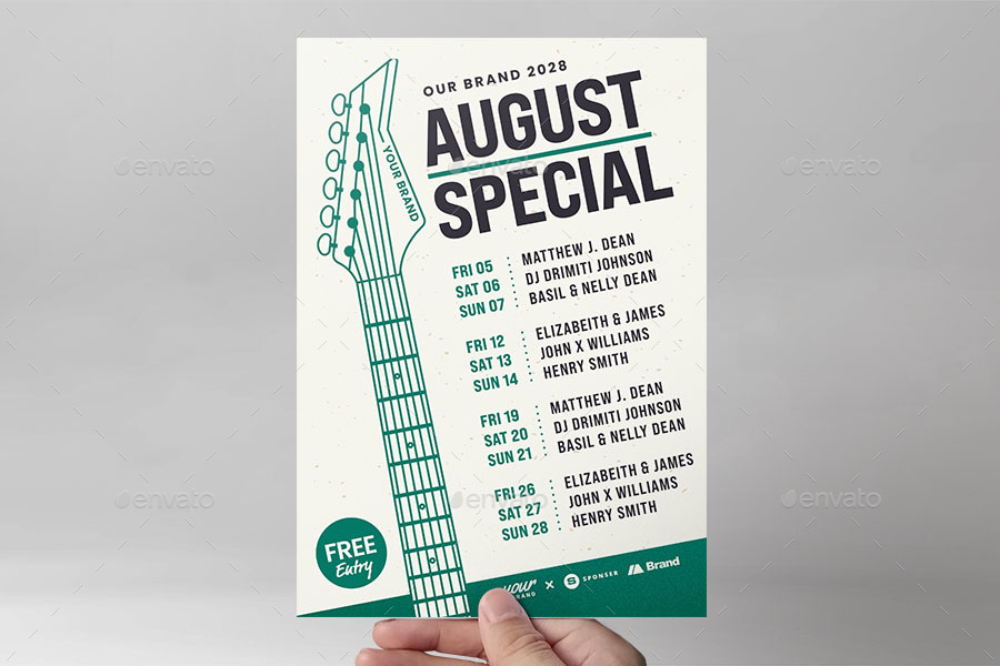 Gig Guide Guitar Flyer Template, Print Templates | GraphicRiver