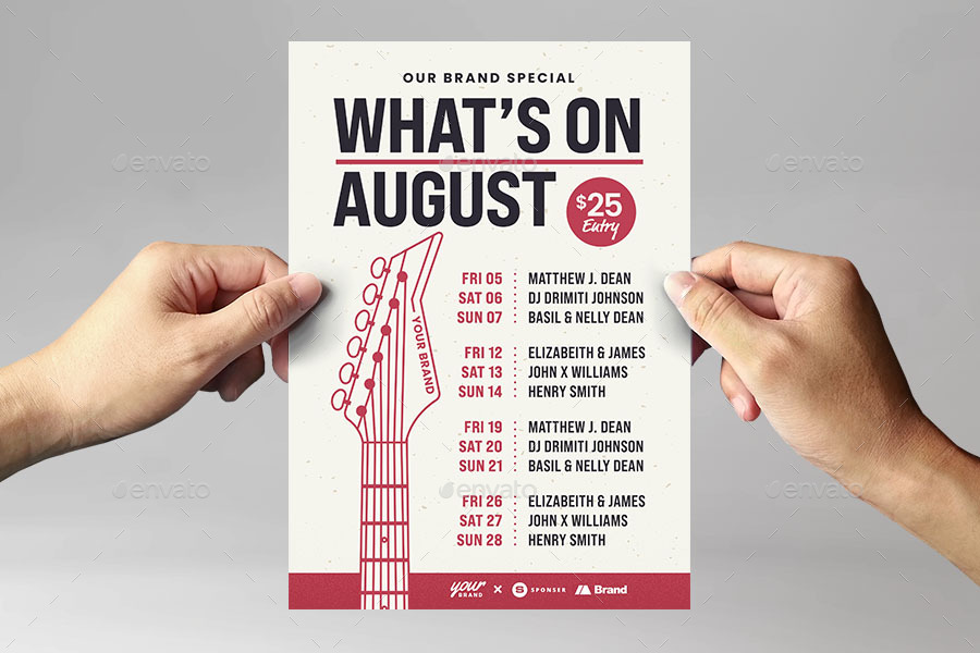 Gig Guide Guitar Flyer Template, Print Templates | GraphicRiver