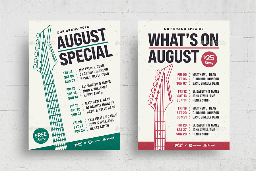 Gig Guide Guitar Flyer Template, Print Templates | GraphicRiver