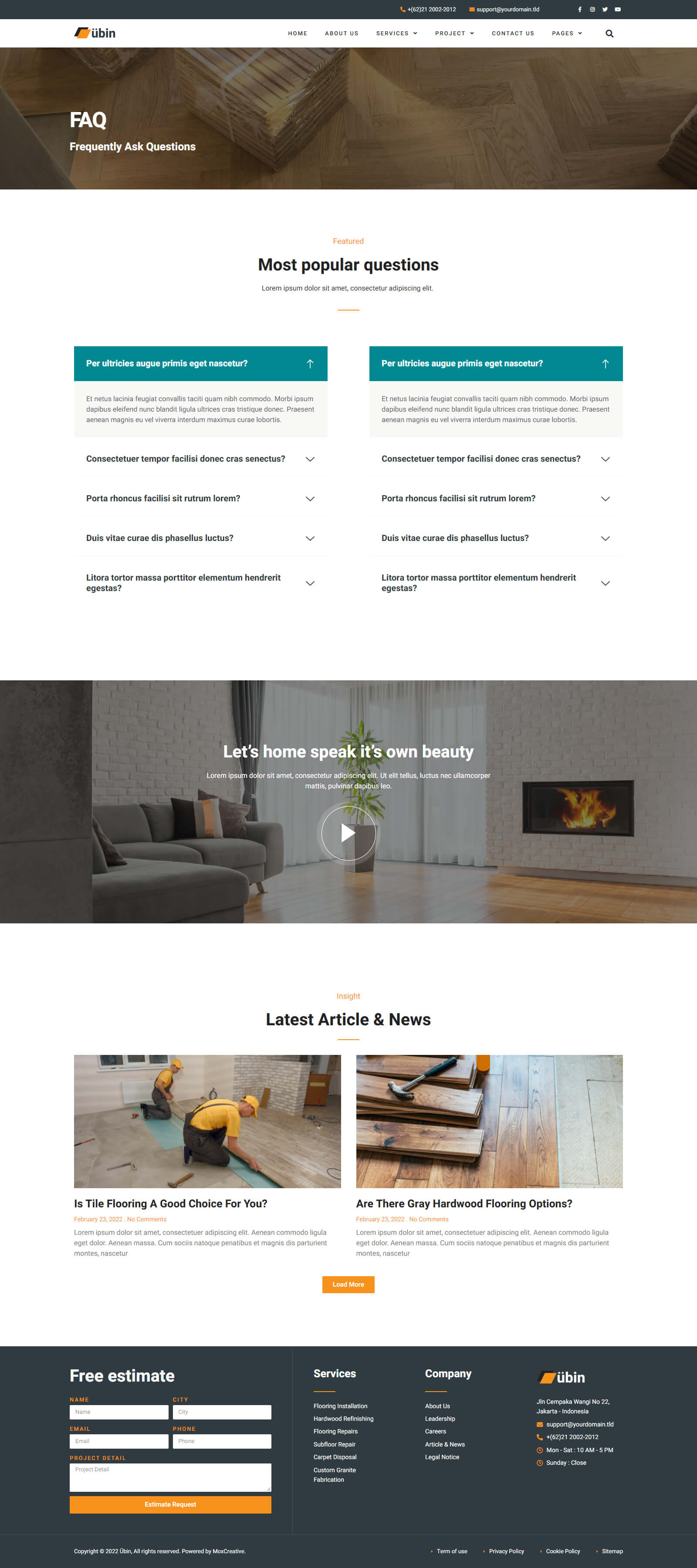 Ubin - Flooring Service Elementor Template Kit by moxcreative | ThemeForest