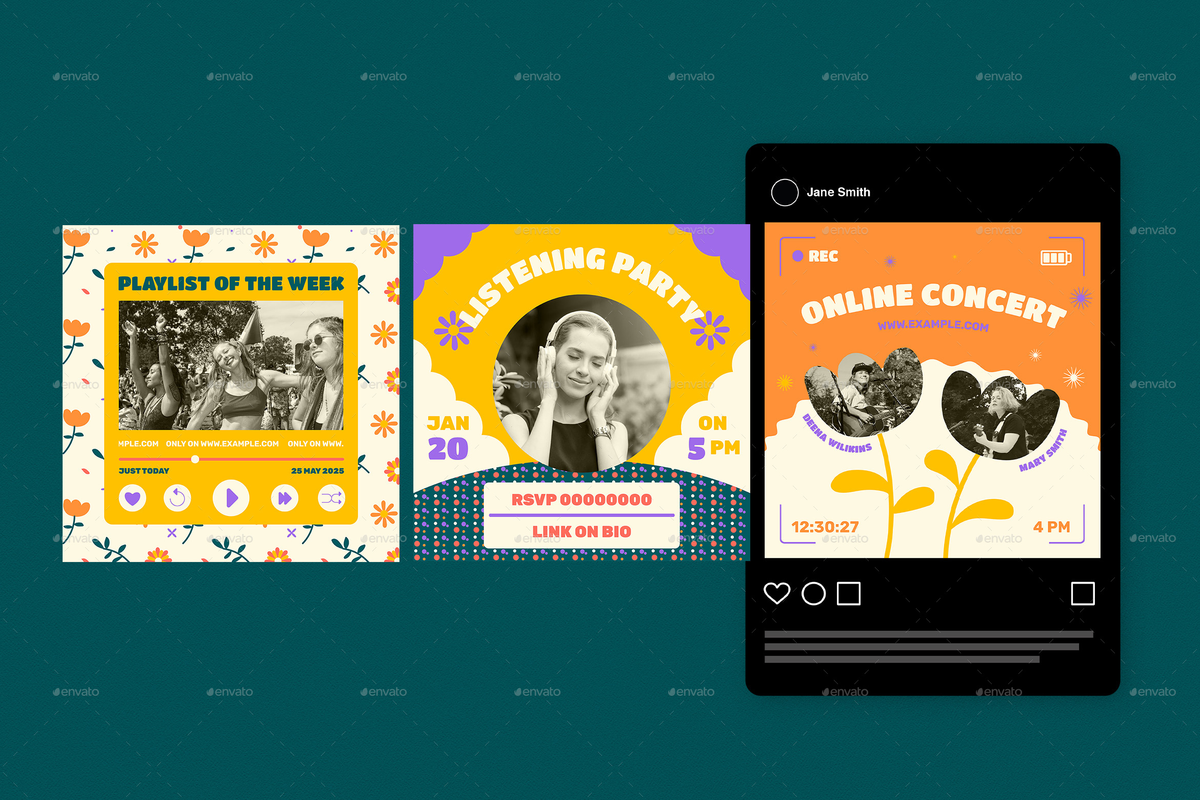 Spring Music Festival Instagram Pack, Web Elements | GraphicRiver