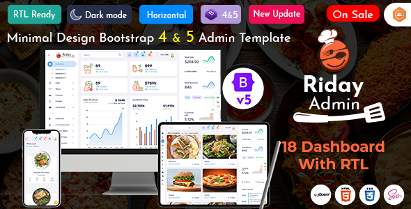 Riday - Restaurant Bootstrap 5 Admin Template Webapp by multipurposethemes