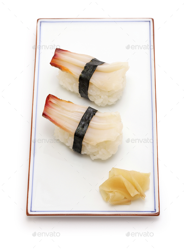 Mirugai(Japanese horse clam) nigiri sushi, Japanese cuisine Stock Photo ...
