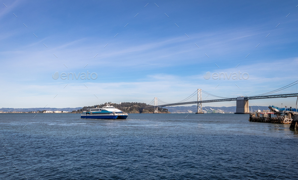 San Francisco Bay Bridge and ferry boat - San Francisco, California ...