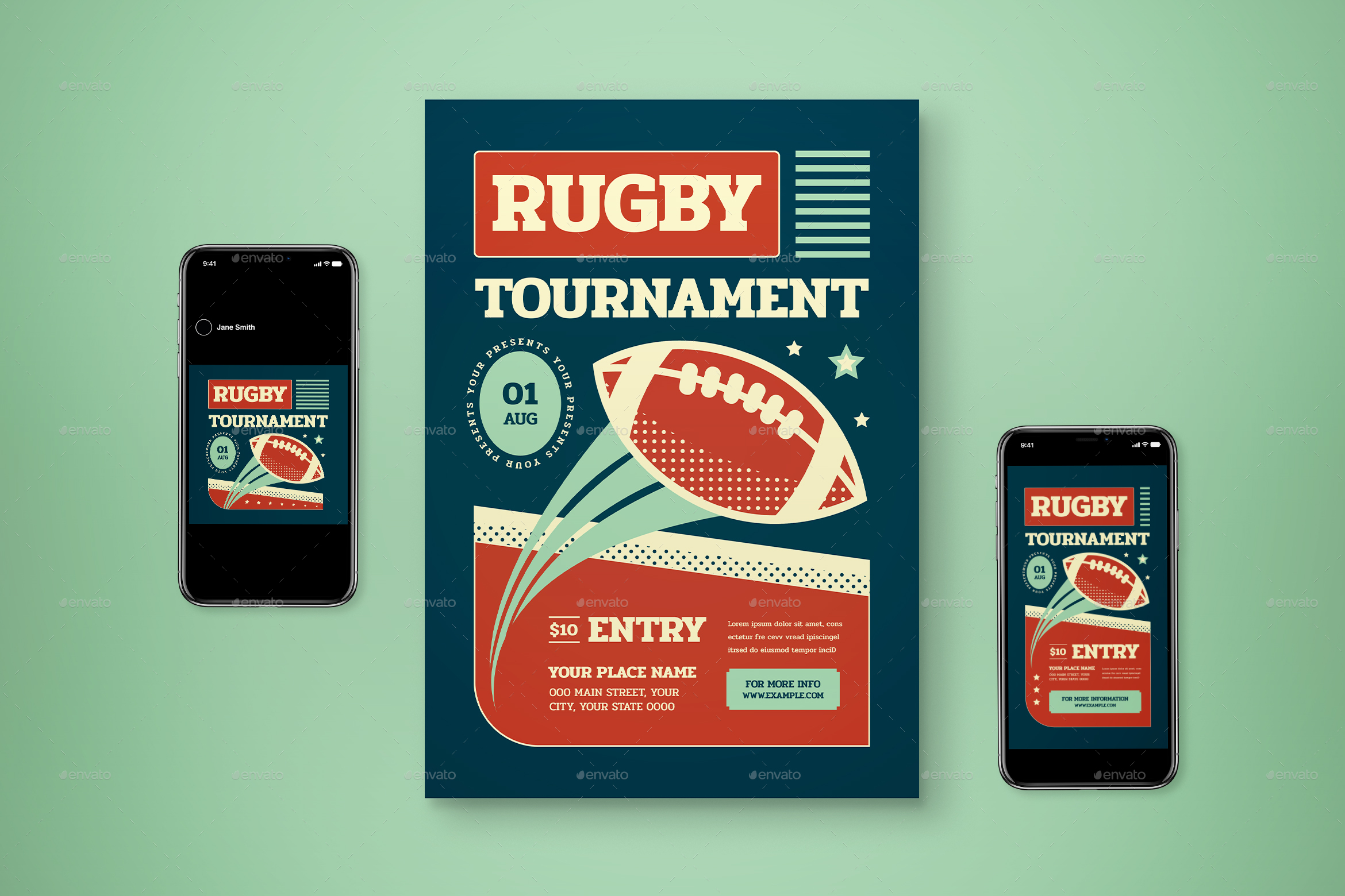 Rugby Tournament Flyer Set, Print Templates | GraphicRiver