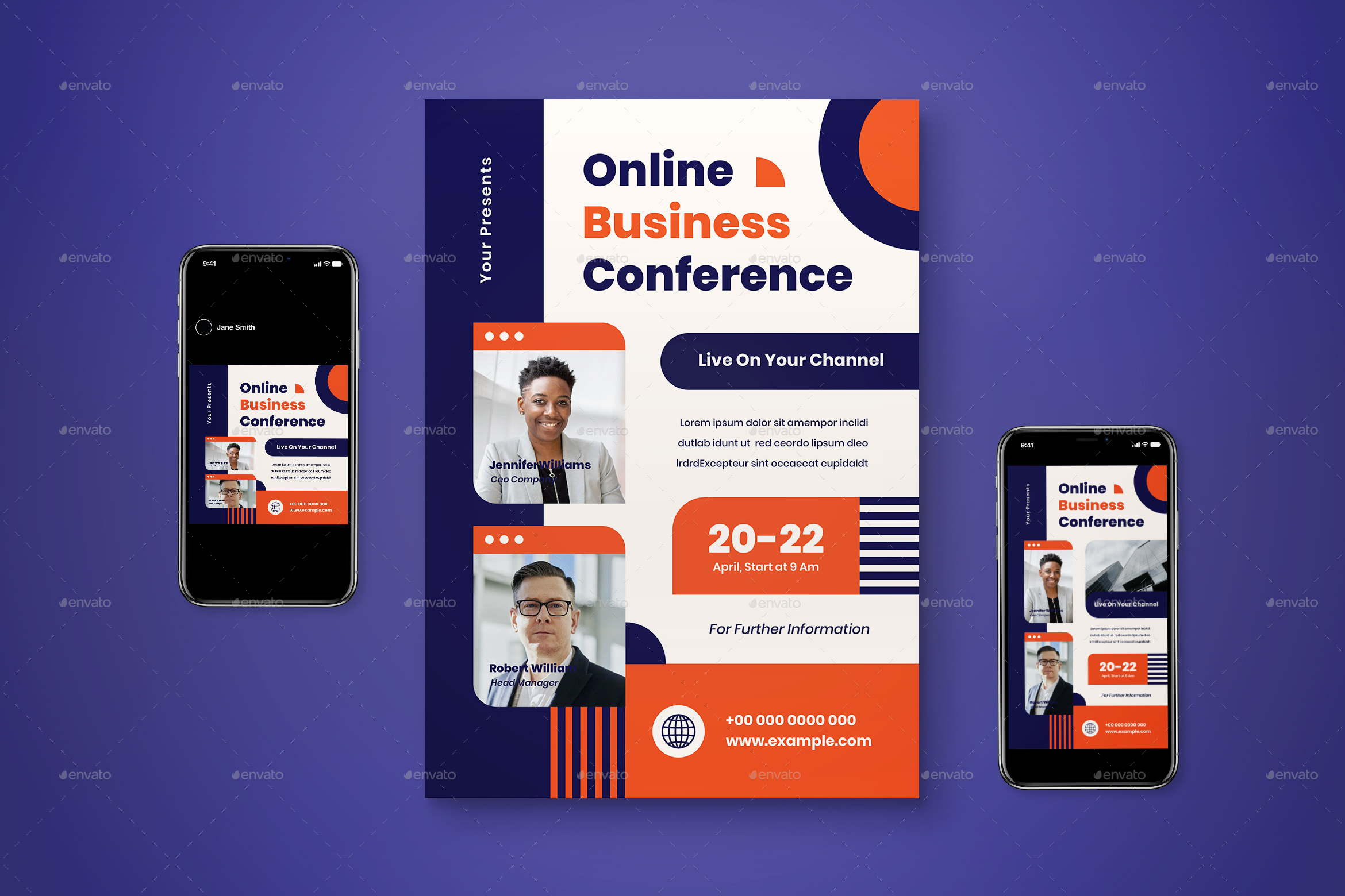 Online Business Conference Flyer Set, Print Templates | GraphicRiver