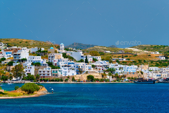 Adamantas Adamas harbor town of Milos island, Greece Stock Photo by ...
