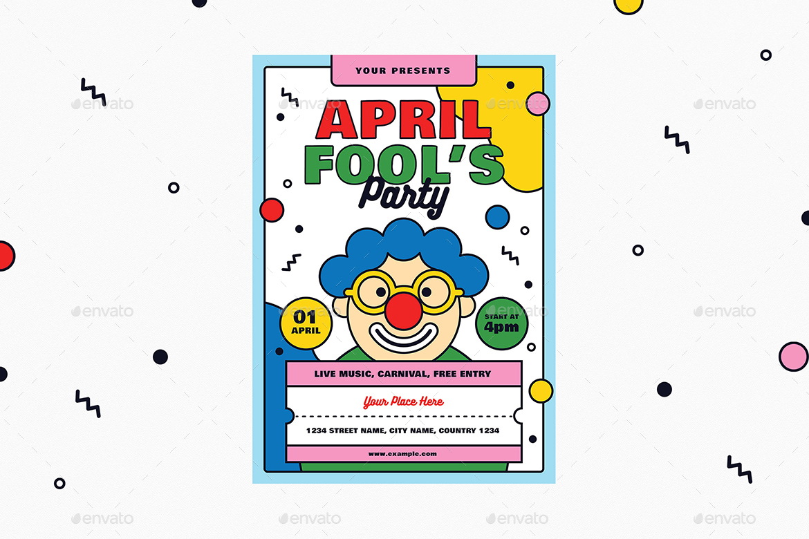 April Fools Day Party Event Flyer, Print Templates | GraphicRiver