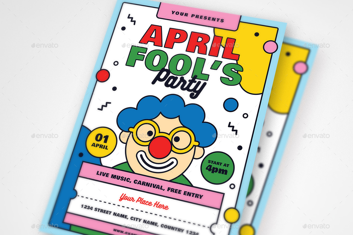 April Fools Day Party Event Flyer, Print Templates | GraphicRiver