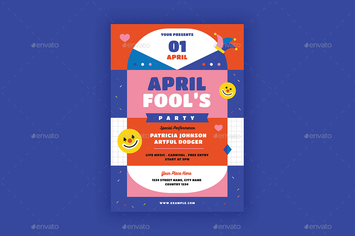 Colorful April Fool's Day Party Flyer, Print Templates | GraphicRiver