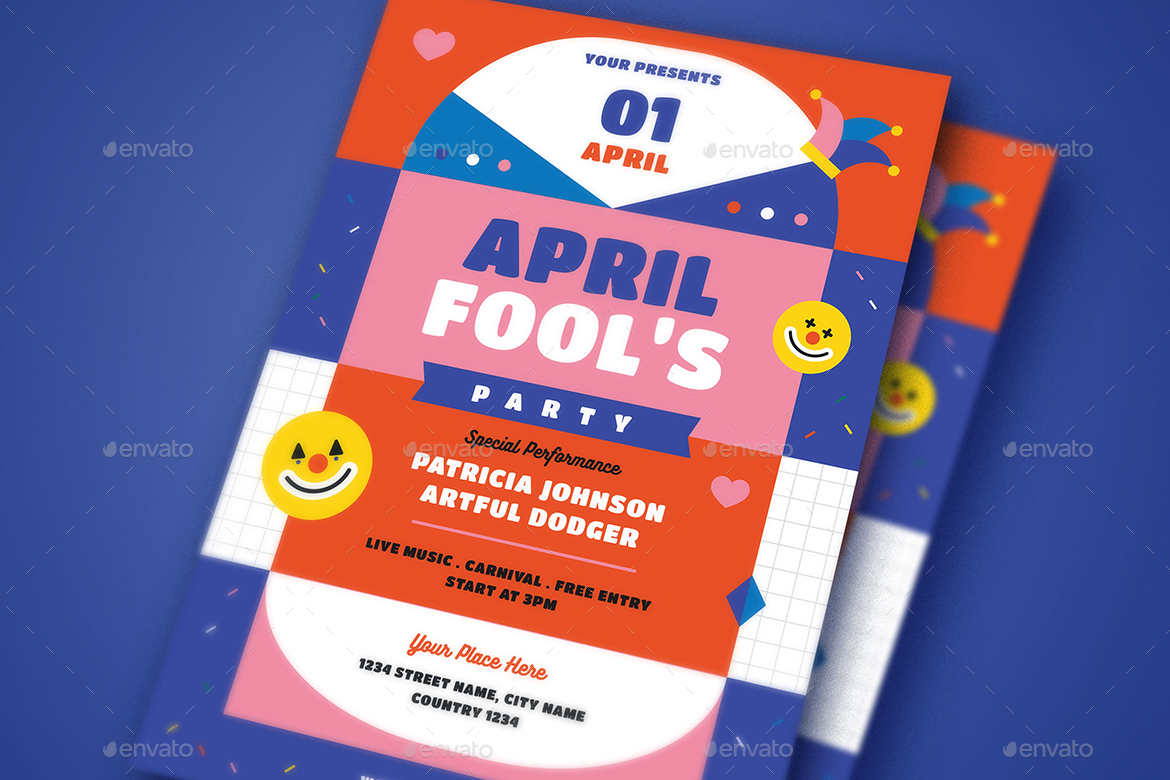 Colorful April Fool's Day Party Flyer, Print Templates | GraphicRiver