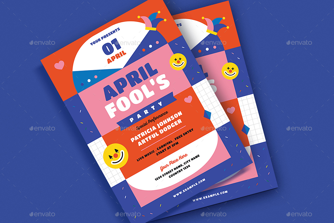 Colorful April Fool's Day Party Flyer, Print Templates | GraphicRiver