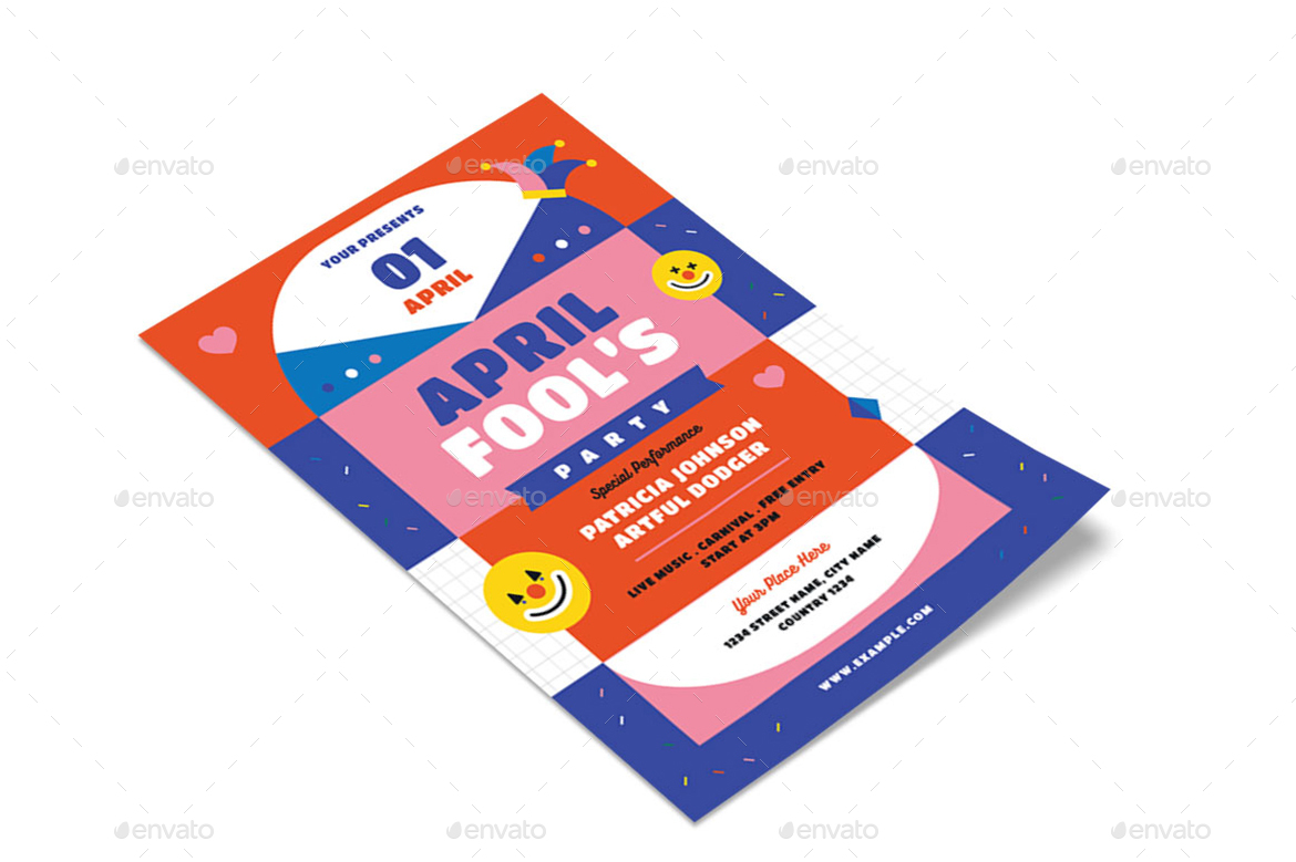 Colorful April Fool's Day Party Flyer, Print Templates | GraphicRiver
