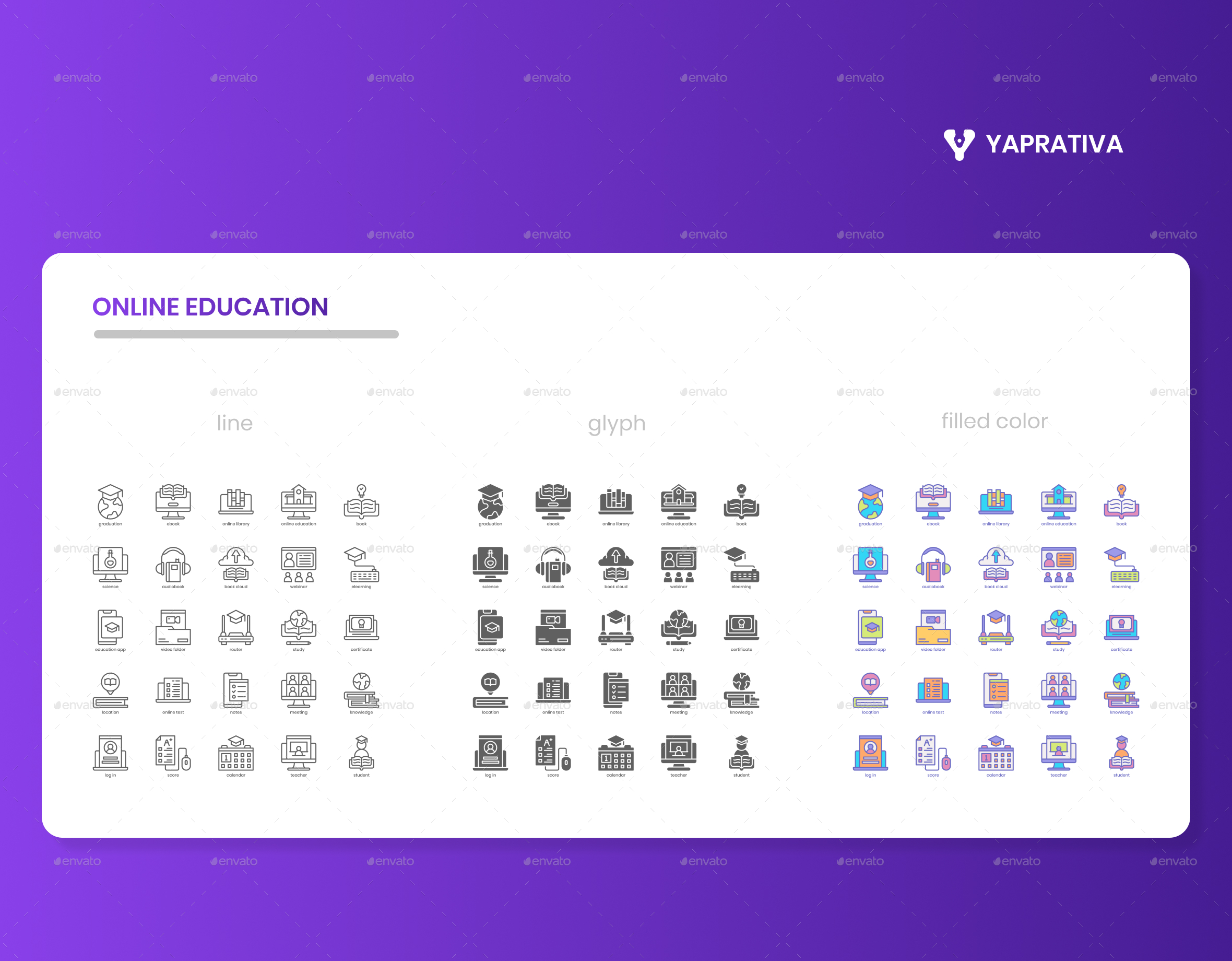 Online Education Icon Pack, Icons | GraphicRiver