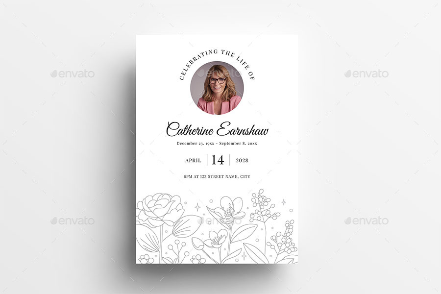 Funeral Memorial Service Announcement Template, Print Templates ...