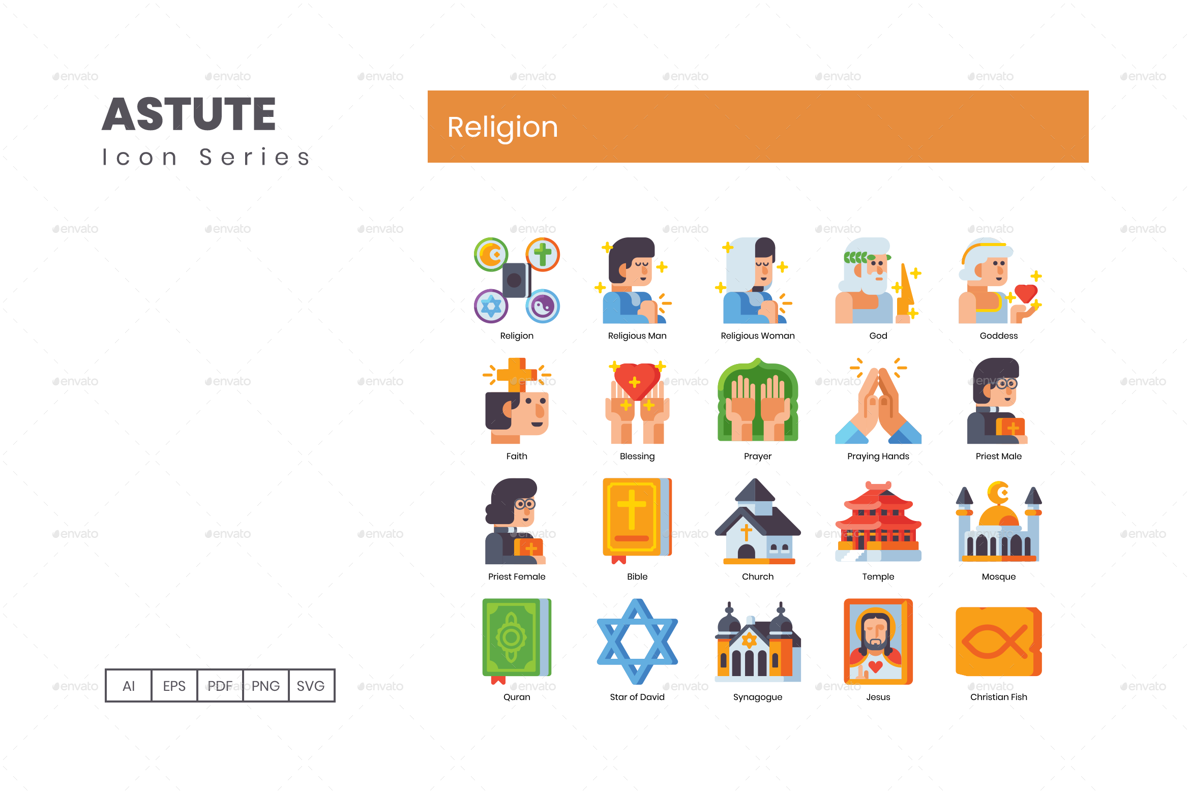 90 Religion Icons, Icons | GraphicRiver