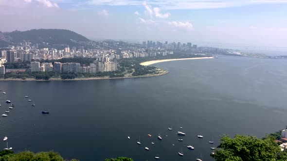 Time lapse with boats coming in and going out of the Botafogo ...